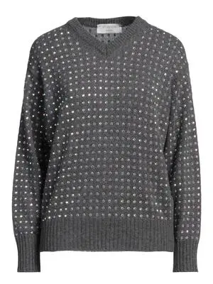 Sportmax Embellished V-neck Long Sleeve Knit Sweater - Black
