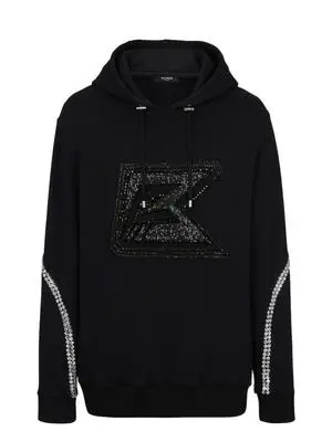Balmain Embroidered Drawstring Hoodie - Black