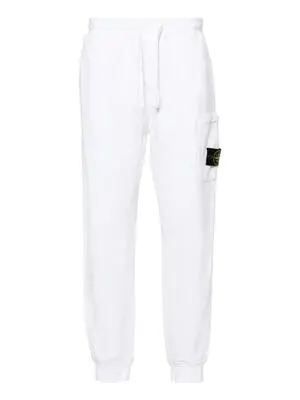 Stone Island Logo Patch Drawstring Sweatpants - White