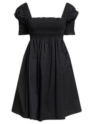 Tory Burch Short Sleeve Square Neck Flared Dress - Black