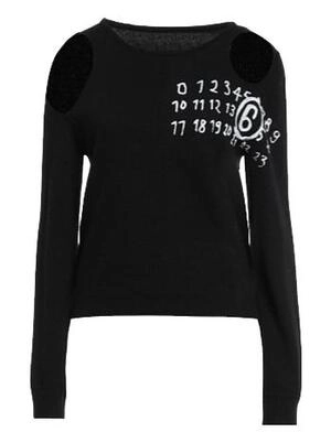 MAISON MARGIELA Printed Knit Sweater With Cut-out Details - Black