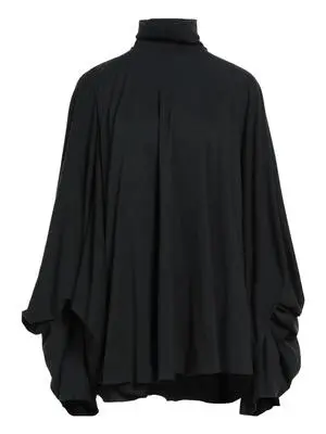 MAISON MARGIELA High Neck Long Sleeve Pleated Dress Top - Black