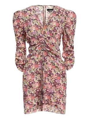 Isabel Marant Étoile Floral Print Gathered Long Sleeve Sheath Dress - Nude