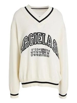 MAISON MARGIELA Two-tone V-neck Sweater - White