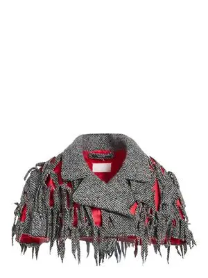 MAISON MARGIELA Wool Color-blocked Cape With Fringe - Black