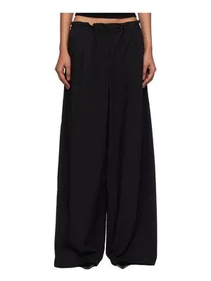 ST. AGNI Paper Bag Waist Wide Leg Trousers - Black