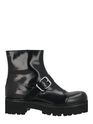 MAISON MARGIELA Mm6 Maison Margiela Glossed Leather Zip-Up Buckled Block Heel Boots