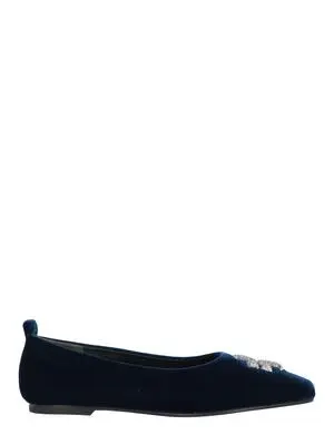 Tory Burch Velvet Ballet Flats With Crystal Embellishments - Black