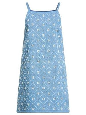 Rag & Bone Denim Halter Dress With Appliqués - Blue