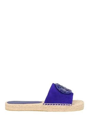Tory Burch Tory Burch Suede Espadrille Slides With Appliqués Nude