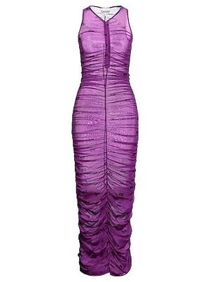 GANNI Sleeveless Sheath Dress - Purple