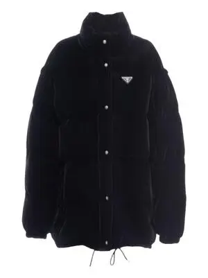 Prada Convertible Velvet Down Jacket - Black