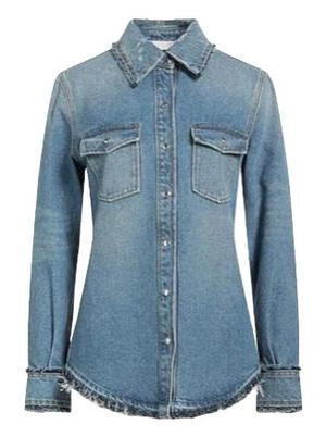 Chloé Distressed Denim Shirt With Fringed Hem - Blue