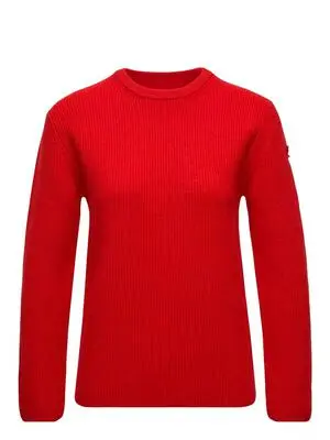 Moncler Jil Sander Wool Crew Neck Sweater With Detachable Logo Pin - Red