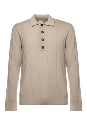 Eleventy Long-sleeved Knitted Polo Shirt - Nude