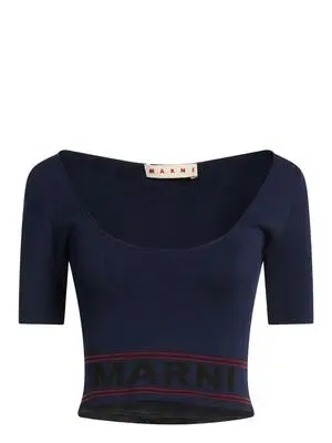 Marni Multicolor Cropped Knit Top - Black