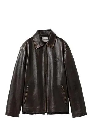Miu Miu Nappa Leather Jacket - Brown
