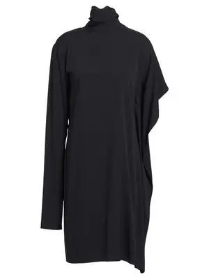 Sportmax Asymmetrical Draped Turtleneck Dress - Black