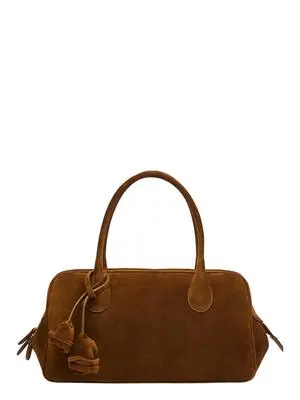Magda Butrym Magda Butrym Brigitte Suede Handbag With Flower Charm Light Brown