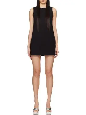 AREA Heart Embellished Sleeveless Mini Dress - Black