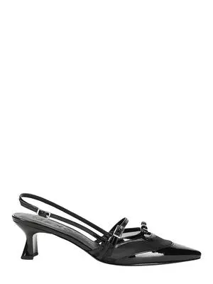 MAXCO. Patent Leather Slingback Pumps With Bow Detailing - Black