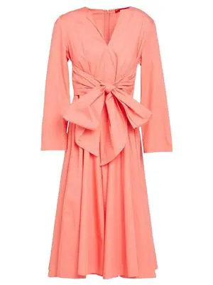 MAXCO. Max&co. Midi Dress With V-neck And Belted Waist - Pink