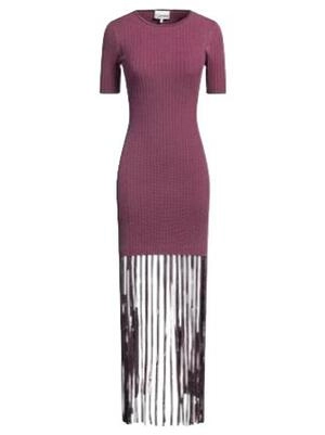 GANNI Ribbed Knit Dress With Fringe Detail - Red