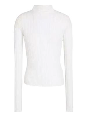 MAXCO. Max&co. Ribbed Mock Neck Long Sleeve Sweater - White