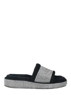 Dolce & Gabbana Embellished Terrycloth Slide Sandals - Black