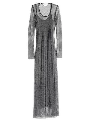 Sportmax Mesh Velvet Long Dress - Gray