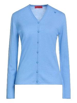 MAXCO. Max&co. Lightweight Wool Knit Cardigan With Embroidered Detail - Blue