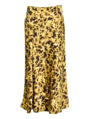 MAXCO. Max&co. Flared Satin Midi Skirt - Yellow