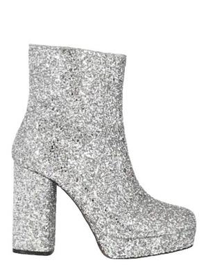 SAINT LAURENT Saint Laurent Glitter Ankle Boots With Geometric Heel
