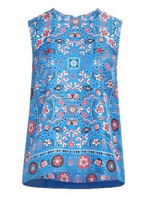 Tory Burch Sleeveless Printed Silk Top - Blue