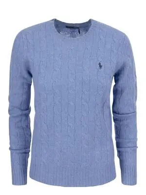 Polo Ralph Lauren Embroidered Cable Knit Jumper - Blue