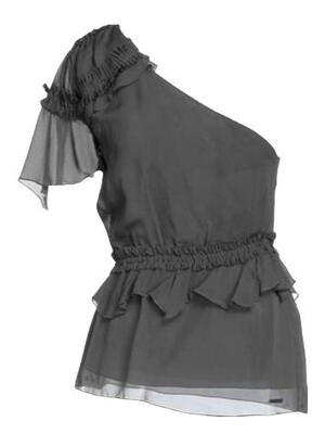 DIESEL® One-shoulder Chiffon Top With Tiered Ruffles - Black