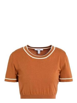 Max Mara Crew Neck Short Sleeve Knit Top - Brown