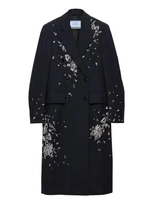 PRADA Prada Embroidered Double-Breasted Wool Coat