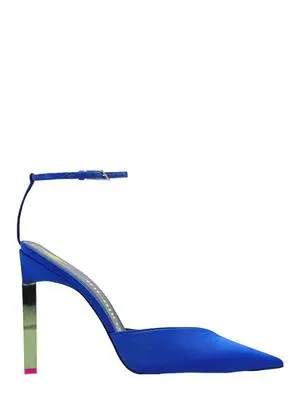 Attico Attico The Perine Ankle Strap Pumps With Gold V Heels Blue