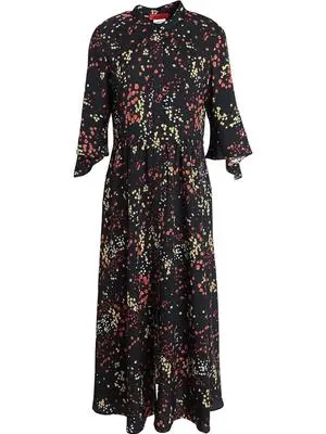 MAXCO. Max&co. Midi Dress With Floral Print And Mandarin Collar - Black