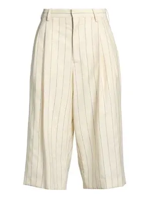 Marni Loose Striped Cropped Wool Pants - Nude