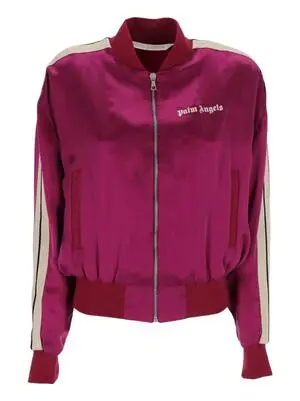 Palm Angels Striped Zipped Bomber Jacket - Red