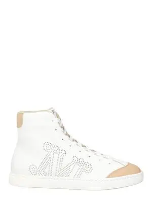 Max Mara Round Toe High Top Casual Lace-up Sneakers - White
