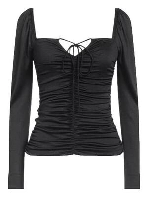 GANNI Ganni Black Ruched Long Sleeve Top