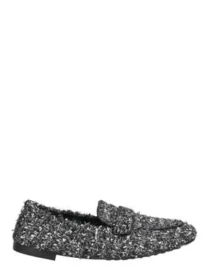 Tory Burch Metallic Tweed Round Toe Loafers - Black