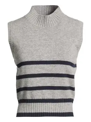 Brunello Cucinelli Sleeveless High Neck Striped Sweater Vest - Gray