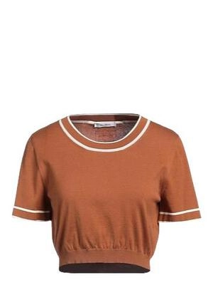 Max Mara Two-tone Crewneck Short Sleeve Knit Top - Brown