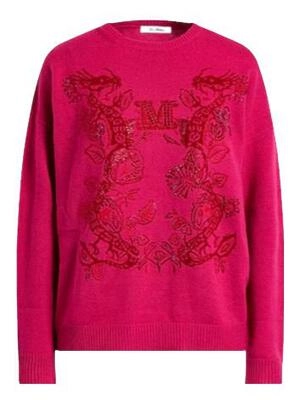 Max Mara Crew Neck Sweater With Crystal Embellishments - Red