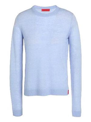 MAXCO. Lightweight Knit Crewneck Long Sleeve Top - Blue