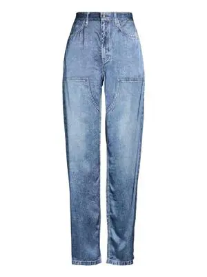 Rag & Bone Straight Leg Satin Denim Effect Trousers - Blue